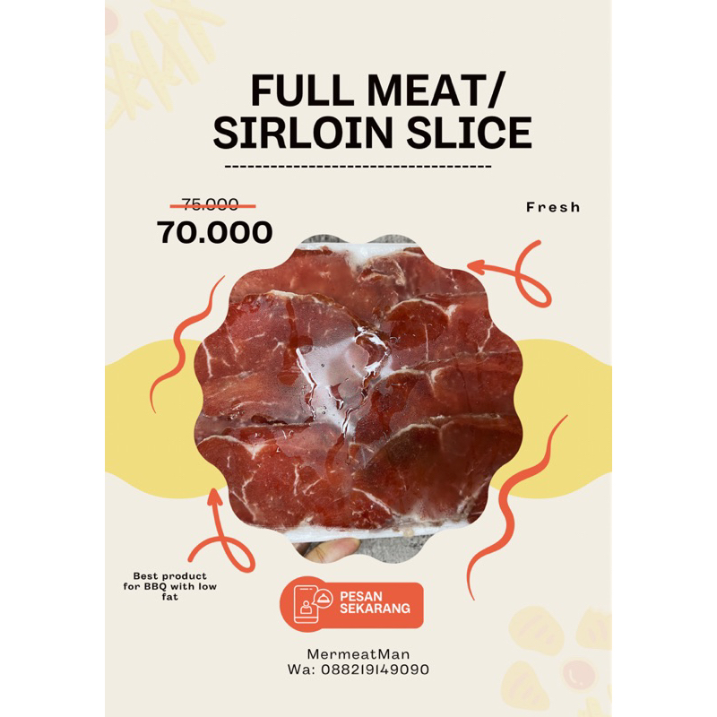 Jual DAGING SLICE/FULL MEAT/SIRLOIN SLICE/LOW FAT | Shopee Indonesia