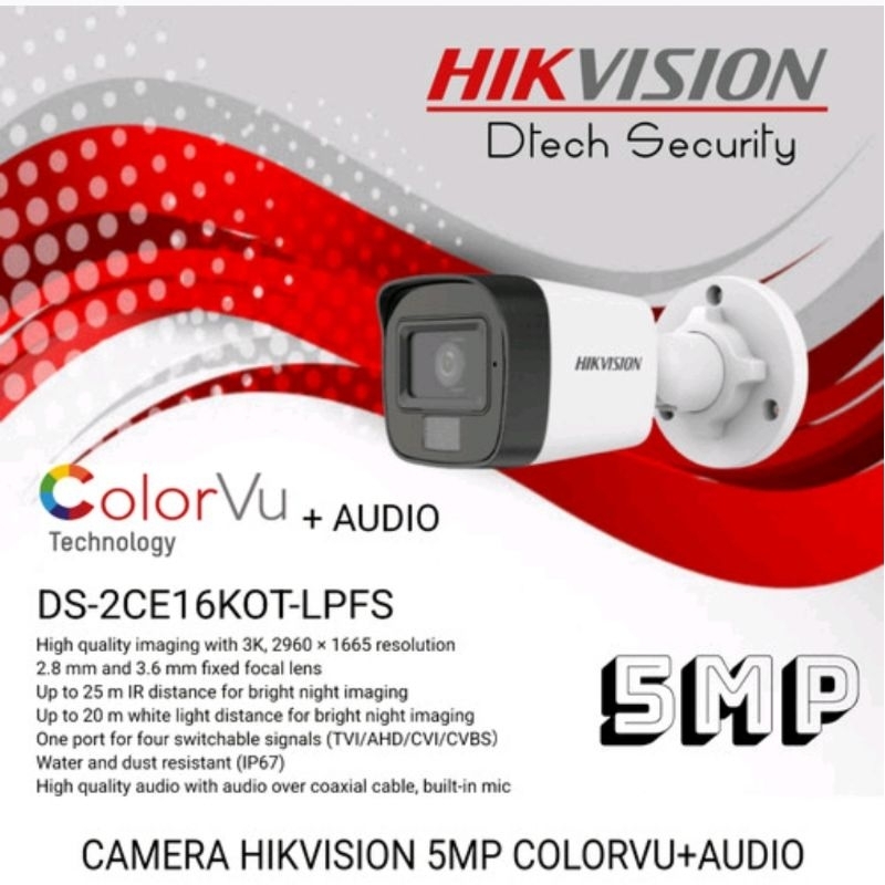 Jual kamera cctv hikvision outdoor 5mp colorvu+audio 3k | Shopee Indonesia