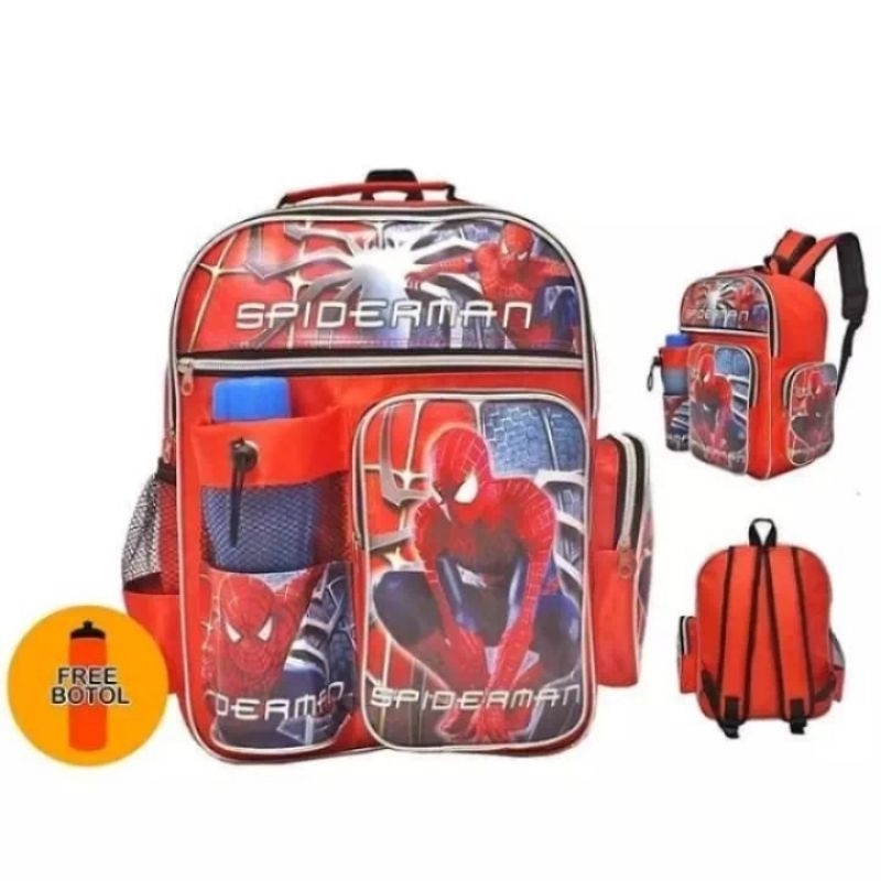Jual Tas Ransel Anak Laki-laki Karakter spiderman Boboiboy Tayo gratis botol minum - tas Sekolah ...