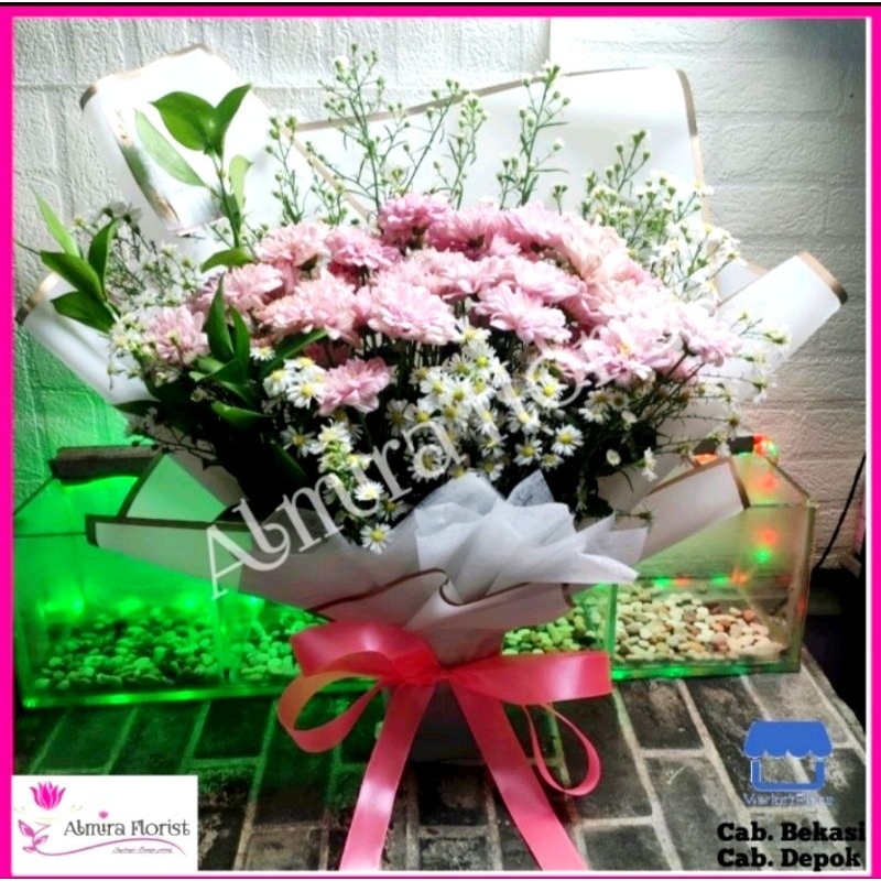 Jual hand bouquet | buket bunga aster segar asli fresh | Shopee Indonesia