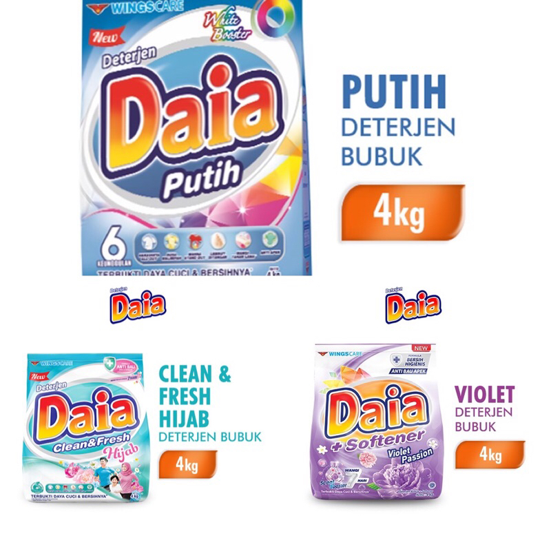 Jual Sabun Cuci Baju Pakaian Laundry DAIA Hijab Clean & dan Fresh Deterjen Detergen Detergent ...