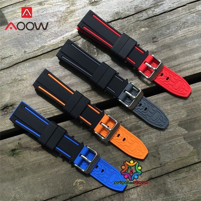Jual Strap Tali Jam Tangan Karet Rubber Silikon Slide Colour 20mm 22mm ...