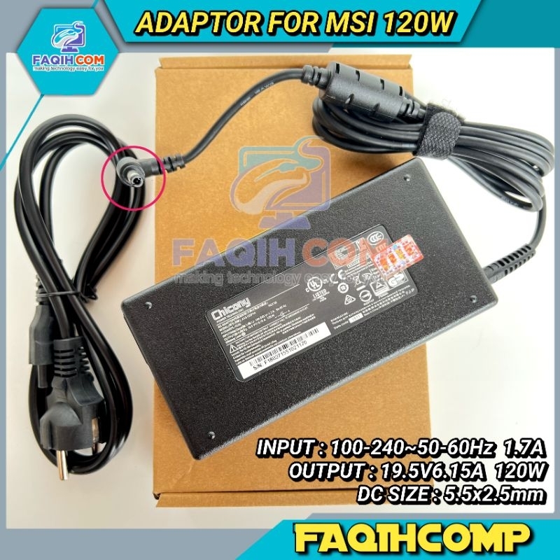 Jual ADAPTOR CHARGER MSI GF63 GL62 PE60 MS-16J5 MS-16GF 19.5V 6.15A 120W DC (5.5*2.5mm) | Shopee ...