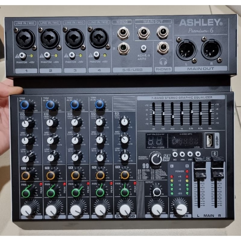 Jual Mixer Ashley Premium 6 Original 6 Channel Bluetooth - USB With Soundcard | Shopee Indonesia