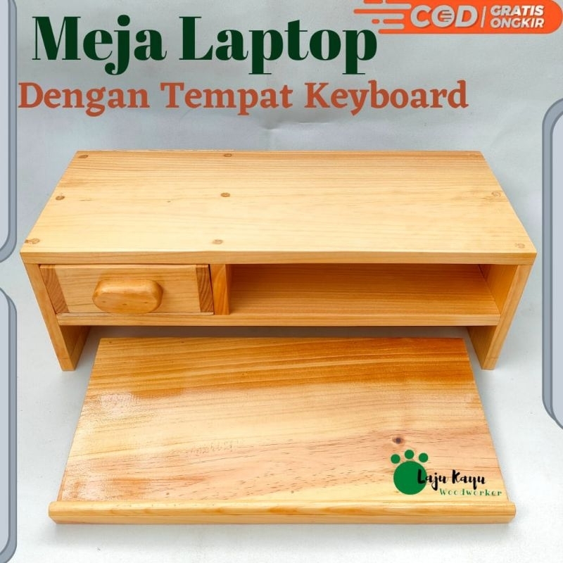 Jual Meja Dudukan Tempat Laptop Komputer / Rak Bahan Kayu Dengan Tempat ...