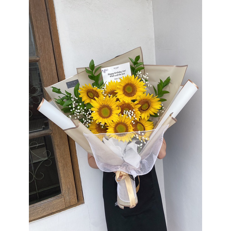 Jual BUKET BUNGA MATAHARI ASLI SEGAR | SUNFLOWER BOUQUET JUMBO SIZE ...