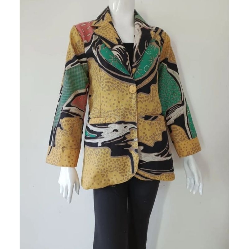 Jual ATASAN JAZZ BATIK WANITA DAUN HIJAU KUNING | Shopee Indonesia
