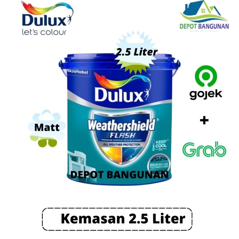 Jual Cat Tembok Dulux Weathershield Flash Brilliant White 2 5 Liter