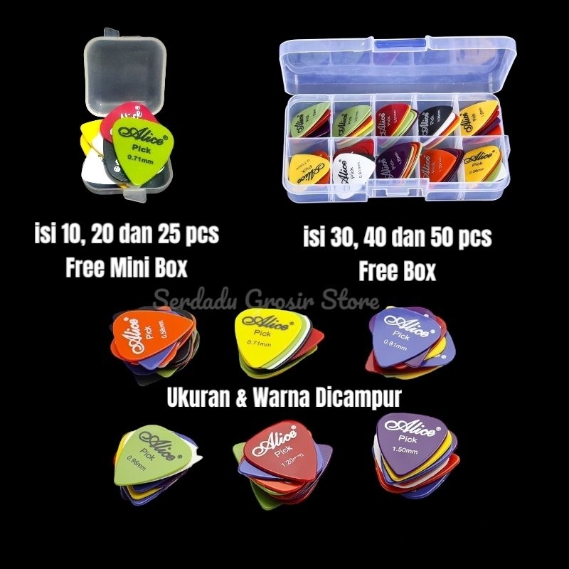 Jual Alice Pick Gitar Akustik isi 10 - 50 PCS Semua Ukuran Dicampur ...