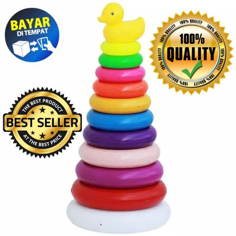 Jual mainan edukasi anak donat susun 10 jumbo plus bebek | Shopee Indonesia