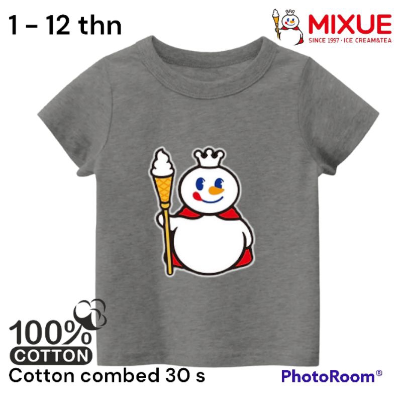 Jual boneka maskot mixue logo kaos anak lengan pendek bahan print super ...