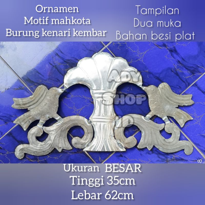 Jual Ornamen pagar besi ukuran BESAR motif mahkota sepasang burung ...