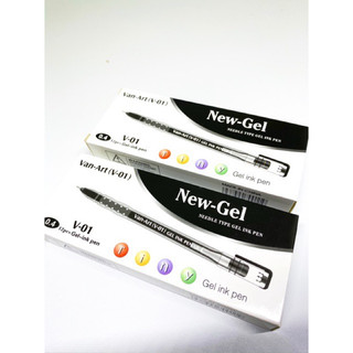 Jual (1 Pack) Bolpoin New Gel Van-Art V-01 HITAM (1pack 12pc), gel pen ...