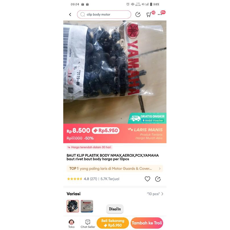 Jual klip clip Body motor Nmax,Vario,PCX,Lexi BAUT KLIP PLASTIK BODY ...