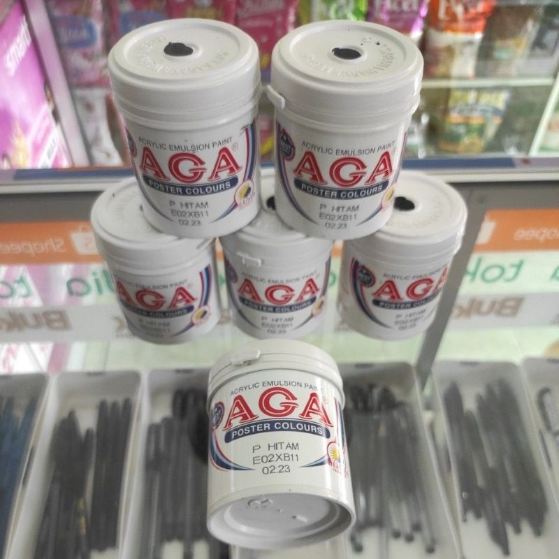 Jual Cat Acrylic POSTER AGA warna HITAM isi 100cc | Shopee Indonesia