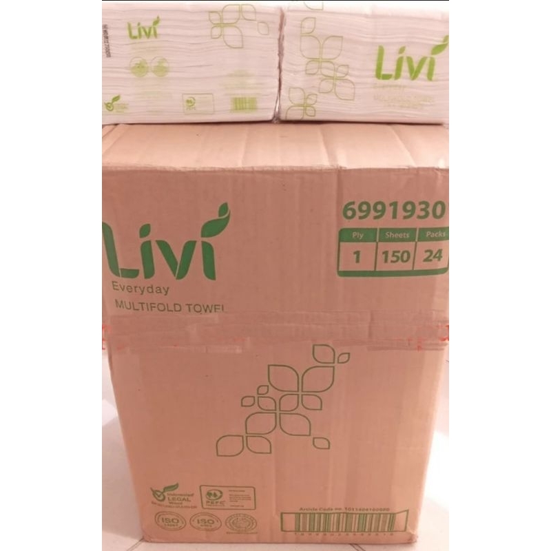 Jual ( 1 KARTON isi 24 pcs ) LIVI Tissue Hand Towel Everyday Multifold ...