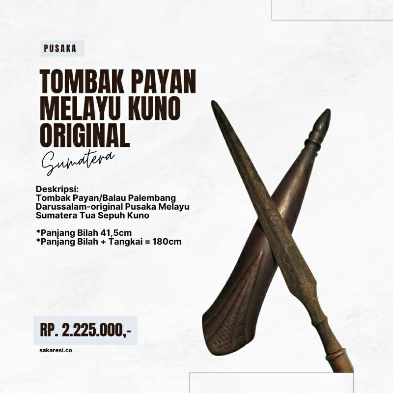 Jual Tombak Tumbak Payan Melayu Tua Kuno Palembang Sumatra Sumatera ...