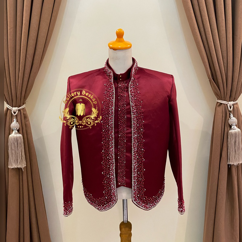 Jual READY Beskap solo maroon/ beskap pengantin jawa / hewes | Shopee ...