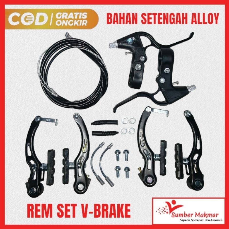 Jual Rem Full Set Sepeda V Brake Setengah Alloy Lengkap Komplit BMX MTB ...