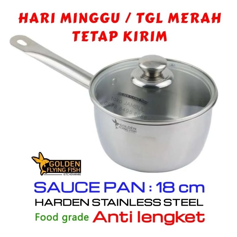 Jual Sauce Pan 18 cm Stainless Steel Golden Flying Fish | Shopee Indonesia