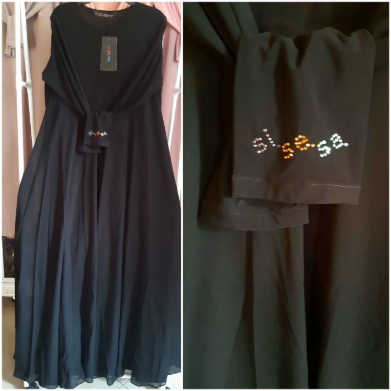 Jual Sisesa dress arifah / basic khusus black hitam BW putih | Shopee ...