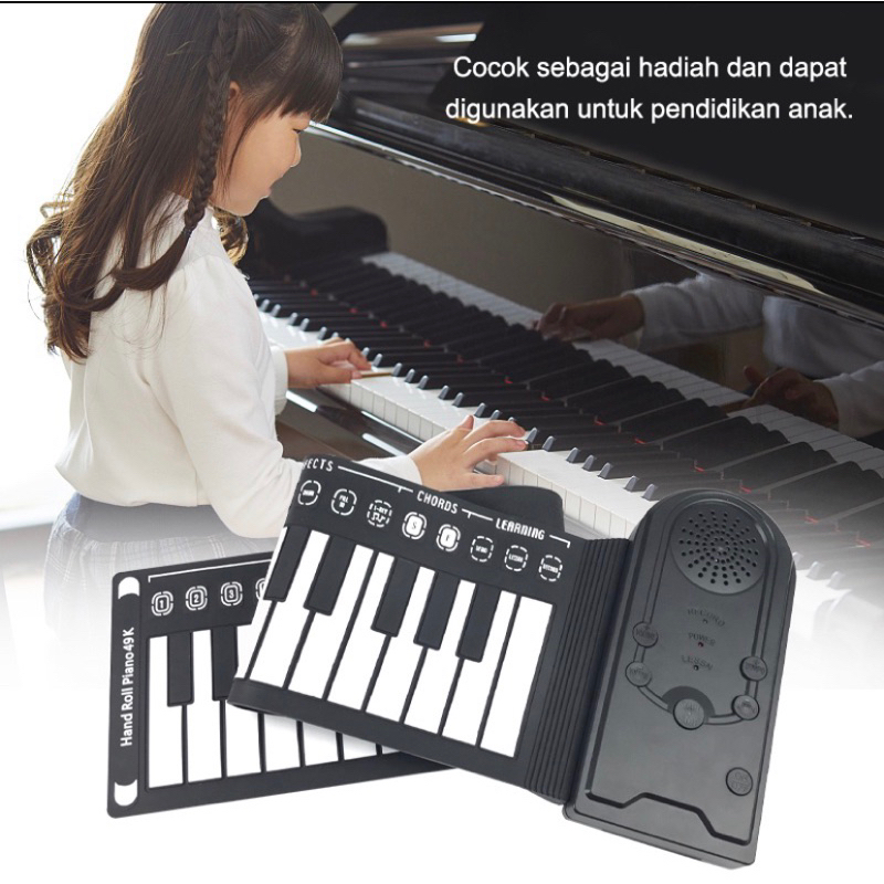 Jual handroll piano 49 keys/piano keyboard portable anak musik lagu ...