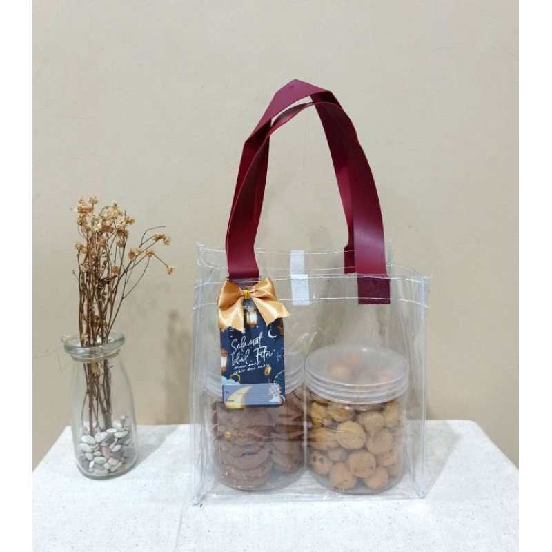 Jual Tas Parsel idul fitri mika PVC transparan mewah/ tas mika goodie ...