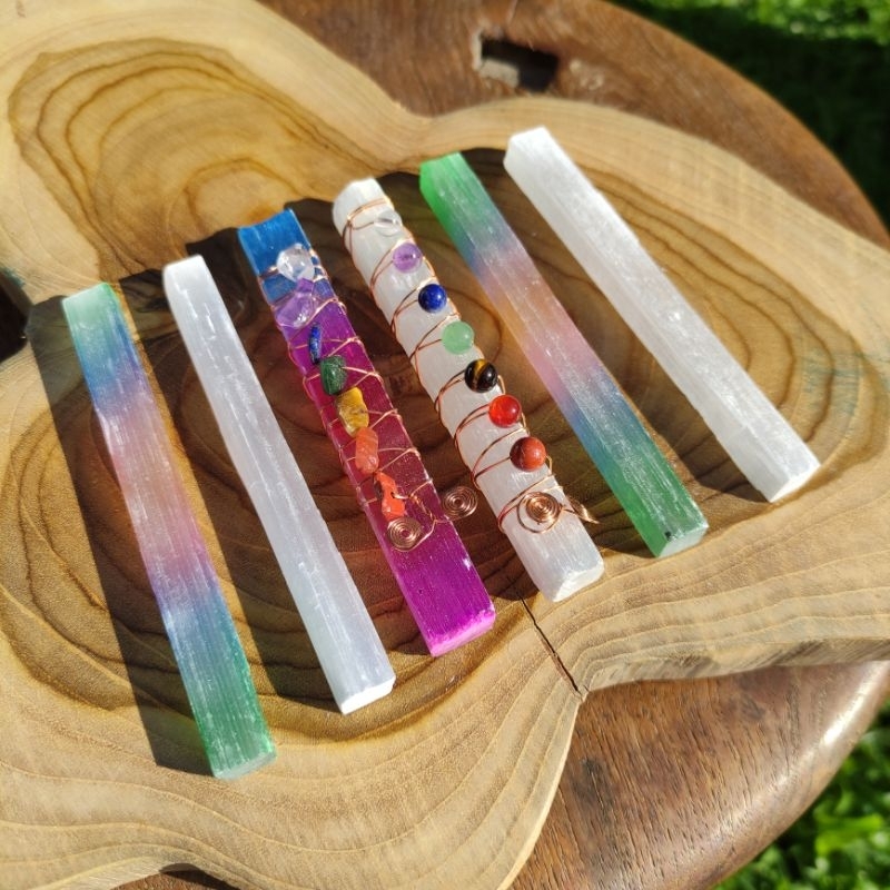 Jual Selenite With Seven Chakra Stick Natural Crystal Healing Stone ...