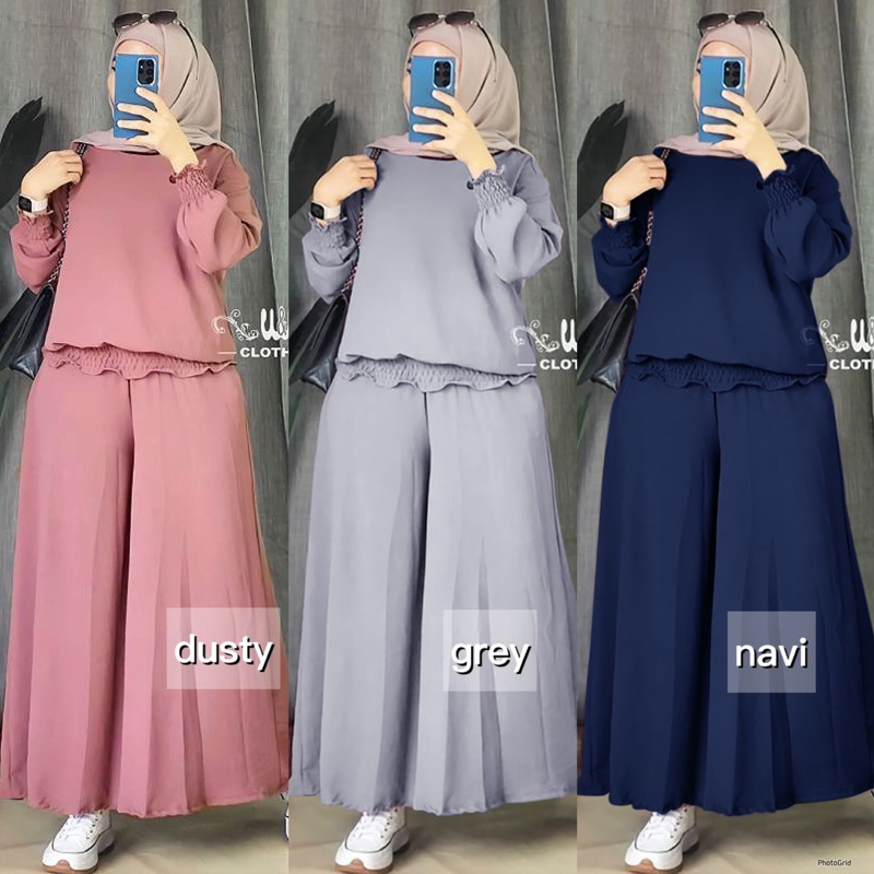 Jual AM - Heba Set LD110 SetCel Kulot Crinkle Setelan Wanita Crinkle / Agnes Set / 555-7217 ...