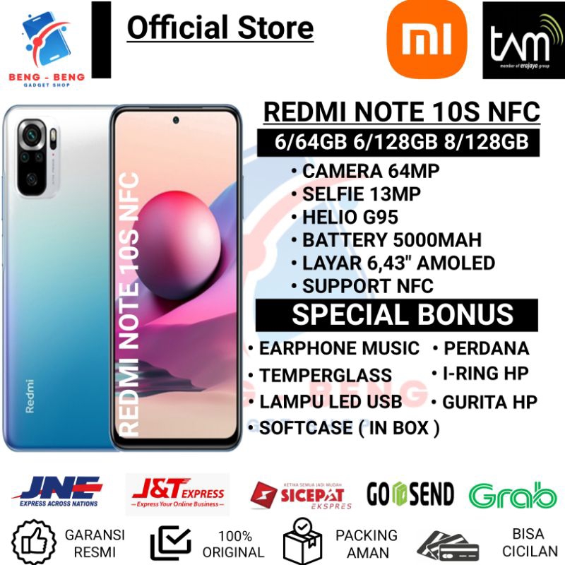 Jual XIAOMI REDMI NOTE 10S NFC RAM 8/128GB 6/128GB 6/64GB GARANSI RESMI ...
