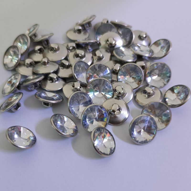 Jual Kancing baju jamur silver diamond silver datar kancing hias ukuran ...