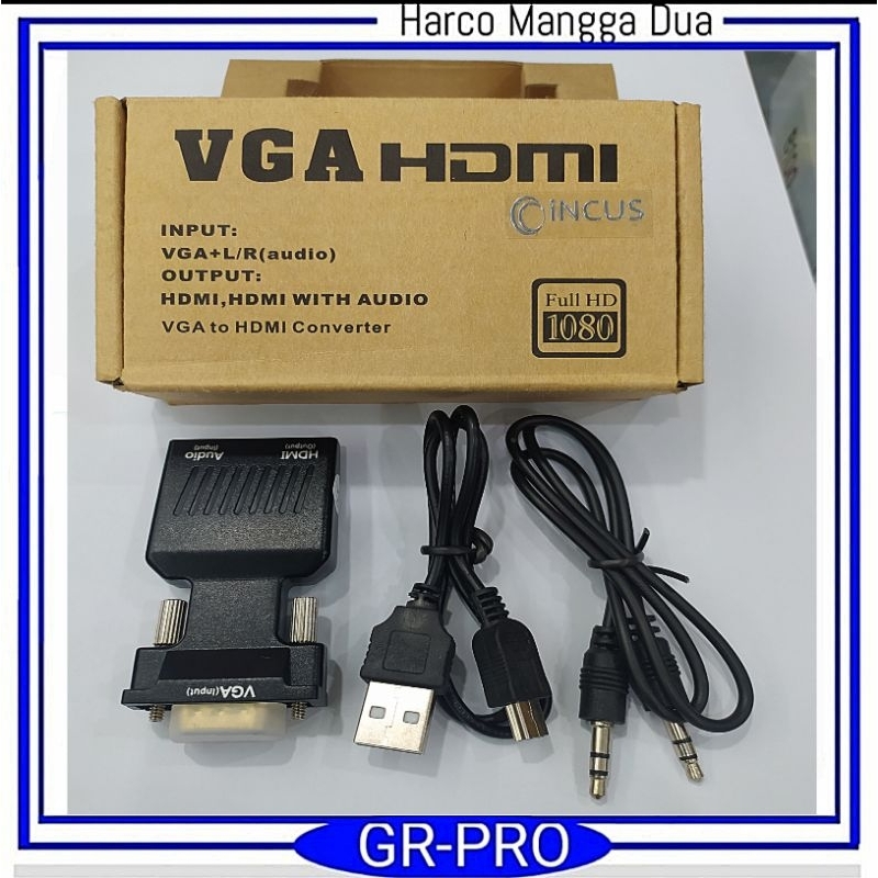 Jual converter VGA to HDMI plus audio adapter original incus | Shopee ...