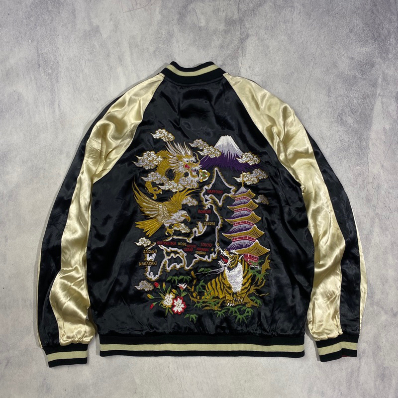 Jual The Japanese Tradition Ryu Tora Map Rayon Sukajan Jacket Casual ...