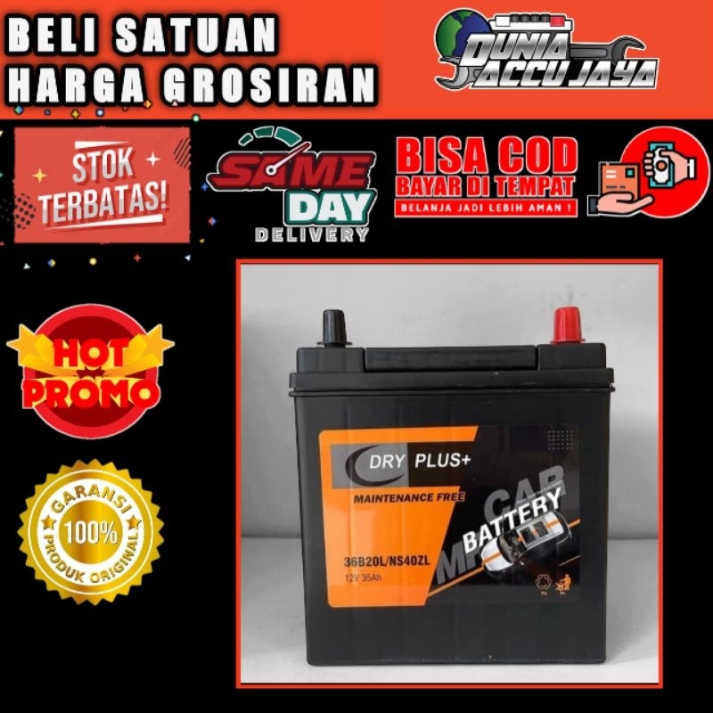 Jual PROMO super murah aki kering mobil NS40ZL ( 40B19L ) 12v 35ah DRY PLUS Corolla Series ...