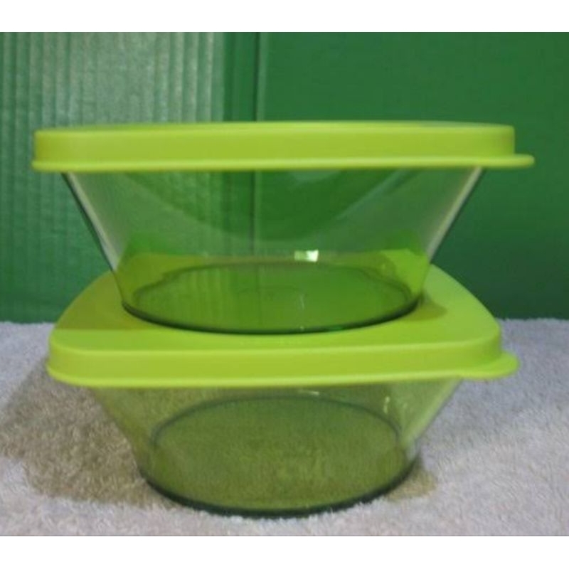 Jual TUPPERWARE CLEAR SQUARE ROUND TEMPAT MAKAN HIJAU / TEMPAT MAKAN ...