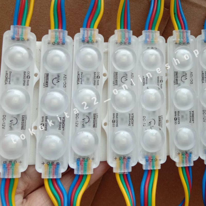 Jual Lampu LED modul 3mata RGB DC 12 Volt | Shopee Indonesia
