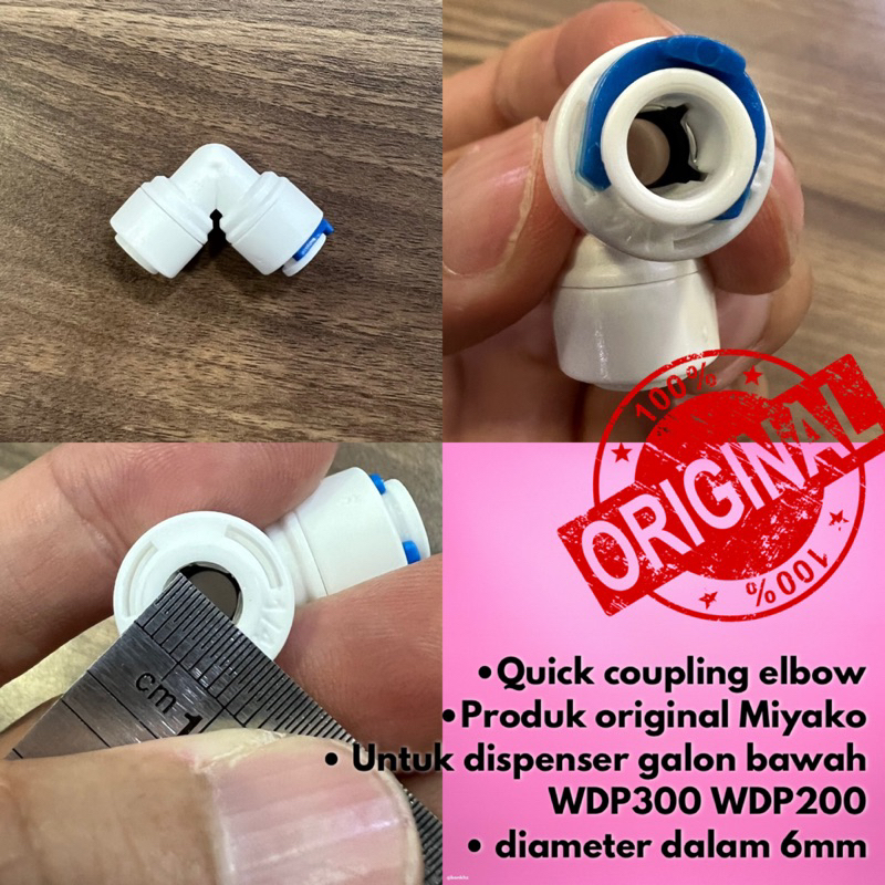 Jual ELBOW PIPA DISPENSER GALON BAWAH MIYAKO WDP 200 300 ORIGINAL QUICK COUPLING ELBOW ORIGINAL ...