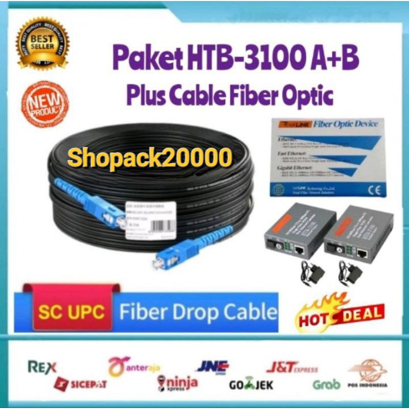 Jual Paket Cable Fiber Optic 100 Meter + Media Converter HTB 3100 A Dan ...