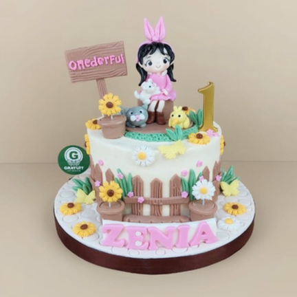 Jual CAKE TEMA KUCING DAN AYAM DENGAN FIGUR UK 15CM / KUE ULANG TAHUN ...