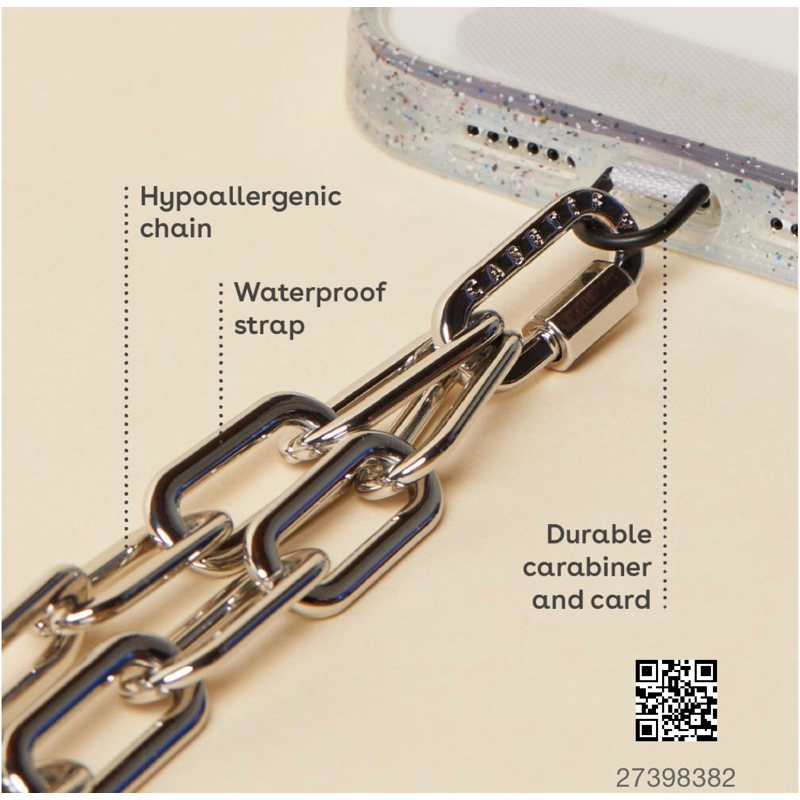 Jual CASETiFY - Metal Chain Phone Strap with card Silver | Shopee Indonesia