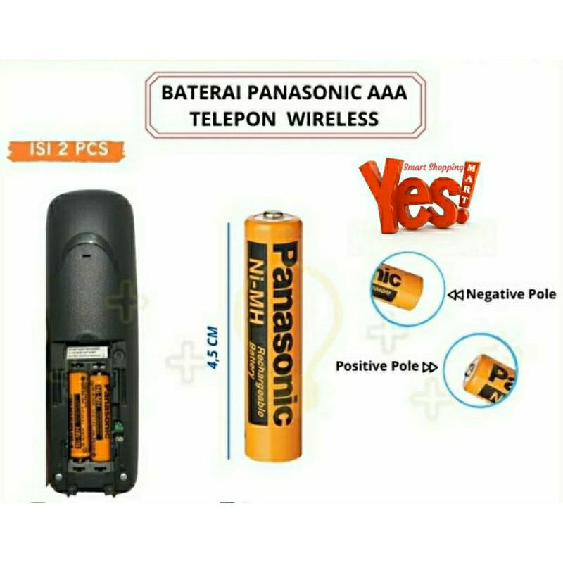 Jual Panasonic AAA Rechargeable Battery buat Telpon Cordless Wireless ...