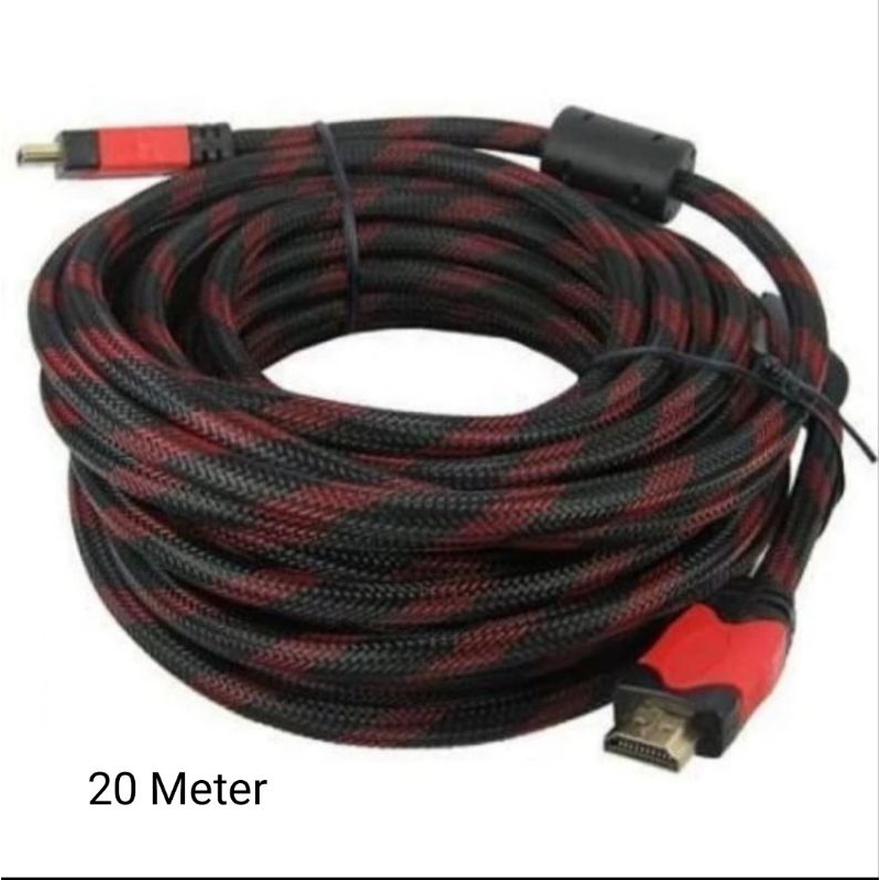 Jual KABEL HDMI to HDMI 20M SERAT JARING TEBAL HD / KABEL HDMI 20 METER | Shopee Indonesia