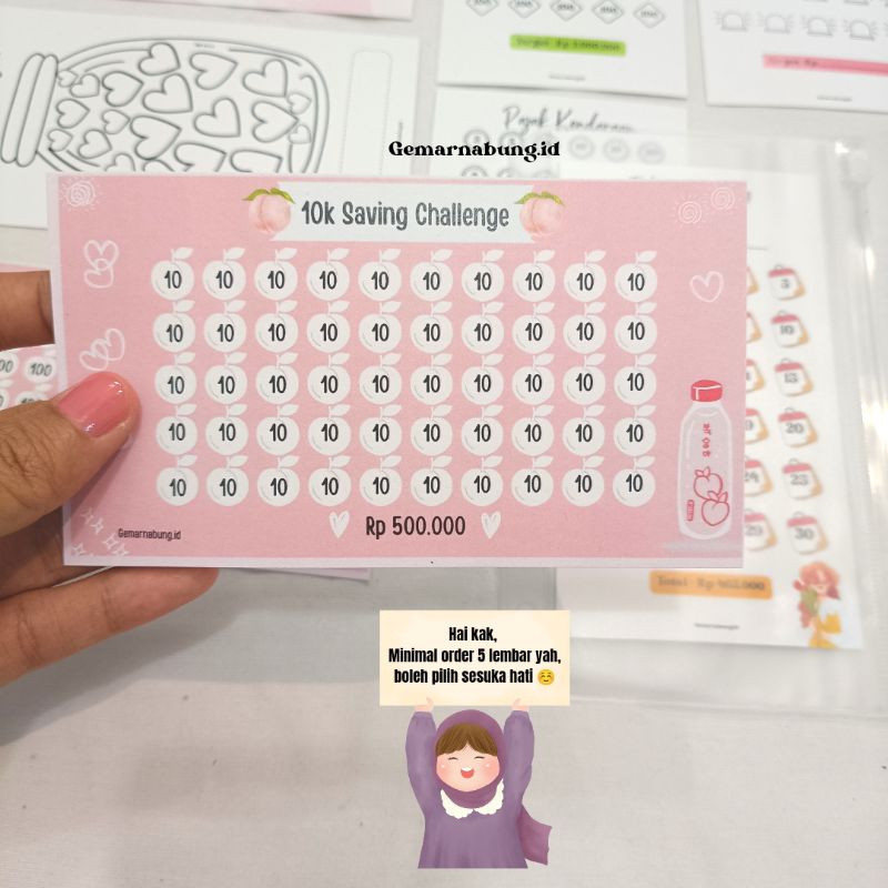 Jual Isi binder A6 Saving Challenge Tebal 260 gsm (masuk ziplock) / Kertas Menabung A6 / Loose ...