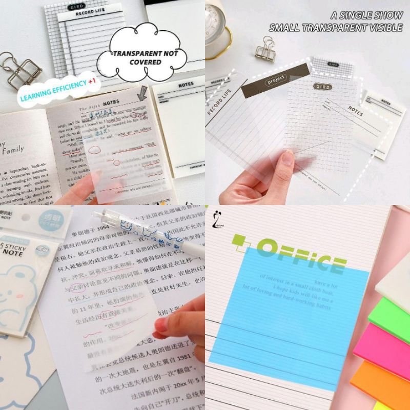 Jual KIANDAA STICKY NOTES TRANSPARAN POST IT BENING STICKY NOTE ...