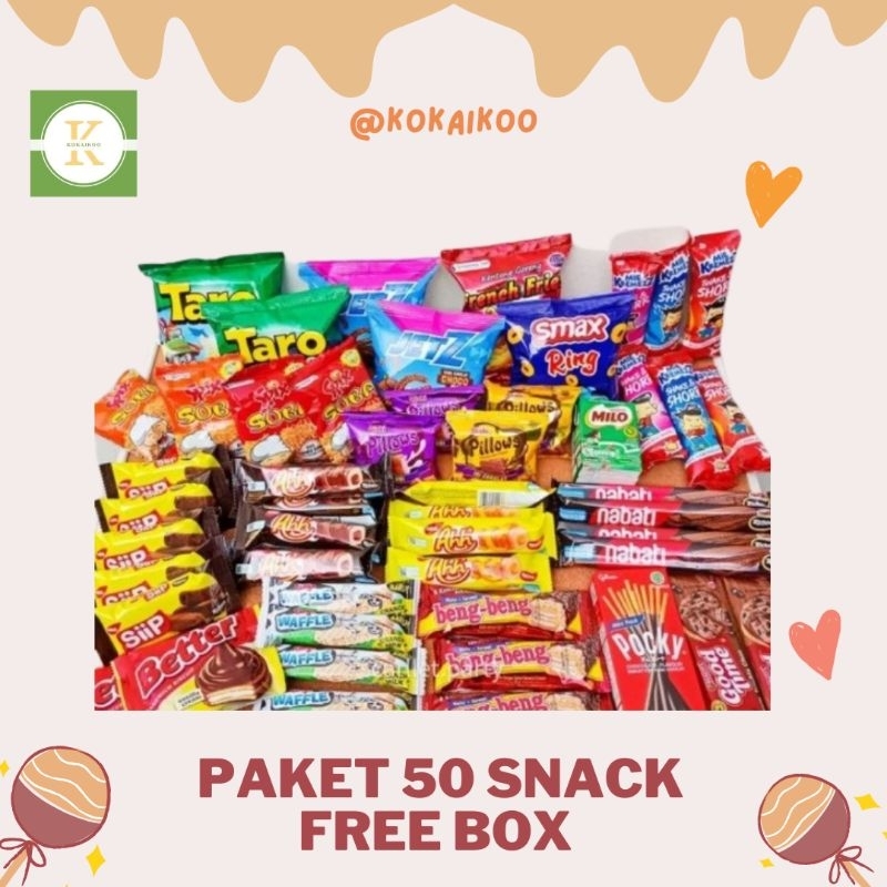 Jual PAKET SNACK ISI 50 PCS/ GIFT BOX FREE UCAPAN HARI GURU/ANNIVERSARY ...