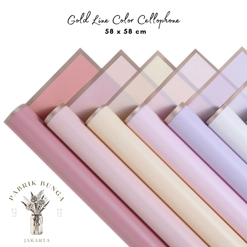 Jual COD - Kertas Bunga Gold Line Color Cellophane/ Flower Paper List ...