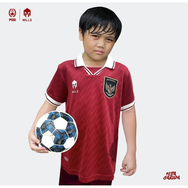 Jual Mills Jersey Timnas Indonesia Home Boys Replica Version Anak-anak ...