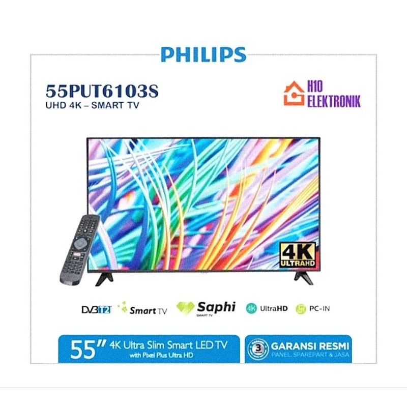 Jual Philips 55 inch Smart Tv UHD 4K Led Tv Philips 55PUT6103S/70 FREE ...