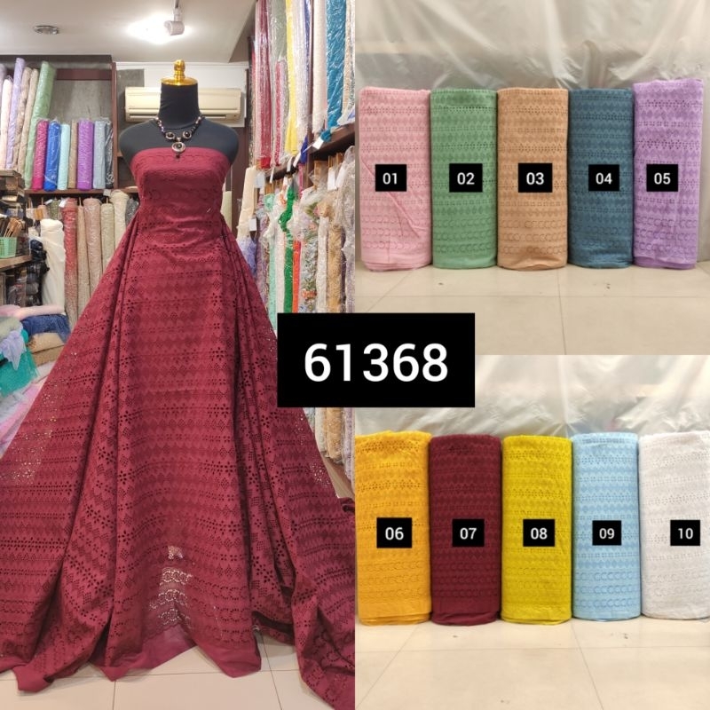 Jual Kain Katun Bordir Emboss Pastel Varian 61368 | Shopee Indonesia