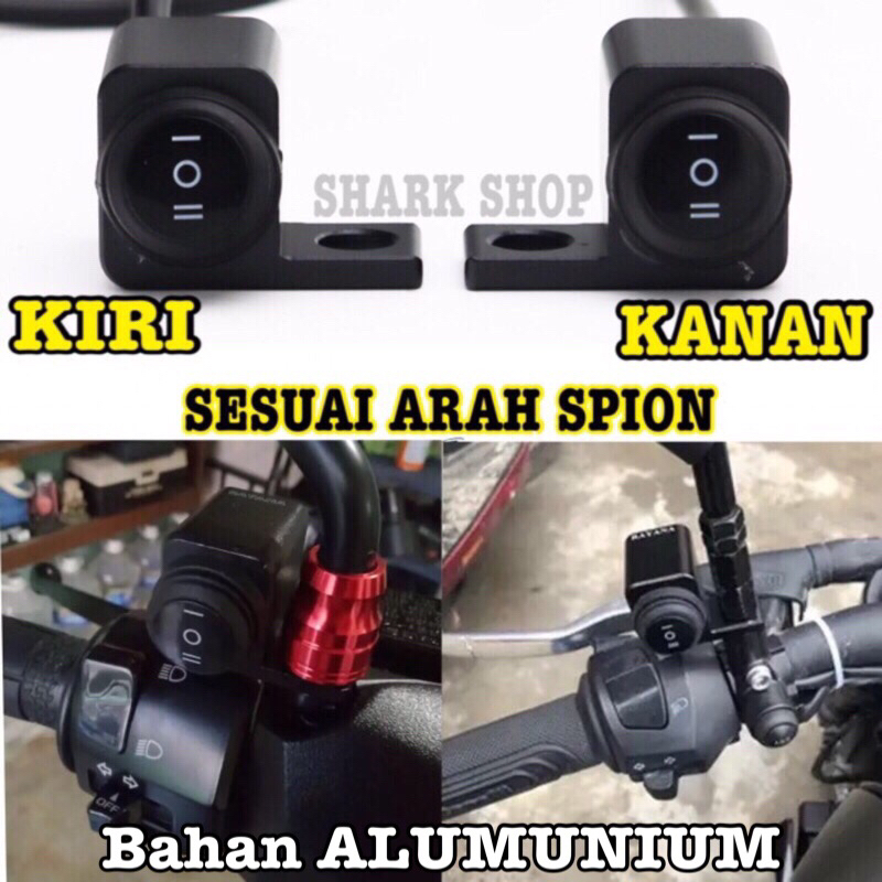 Jual saklar breket spion motor ON OFF ON 2in1 ALMUNIUM waterproof kiri ...